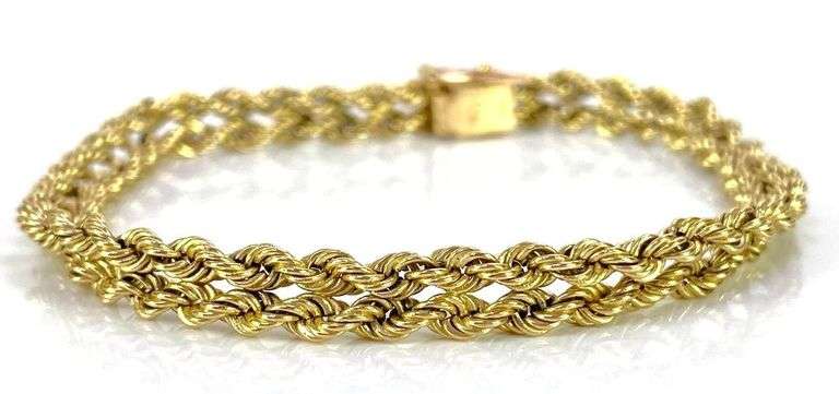 14K Gold Double Rope Chain Bracelet - Matthew Bullock Auctioneers