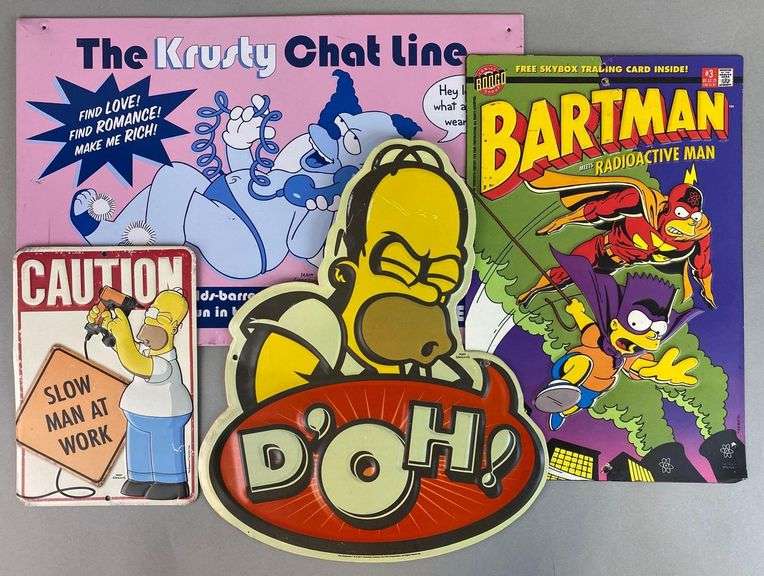 Group of 4 The Simpsons Metal Signs - Matthew Bullock Auctioneers