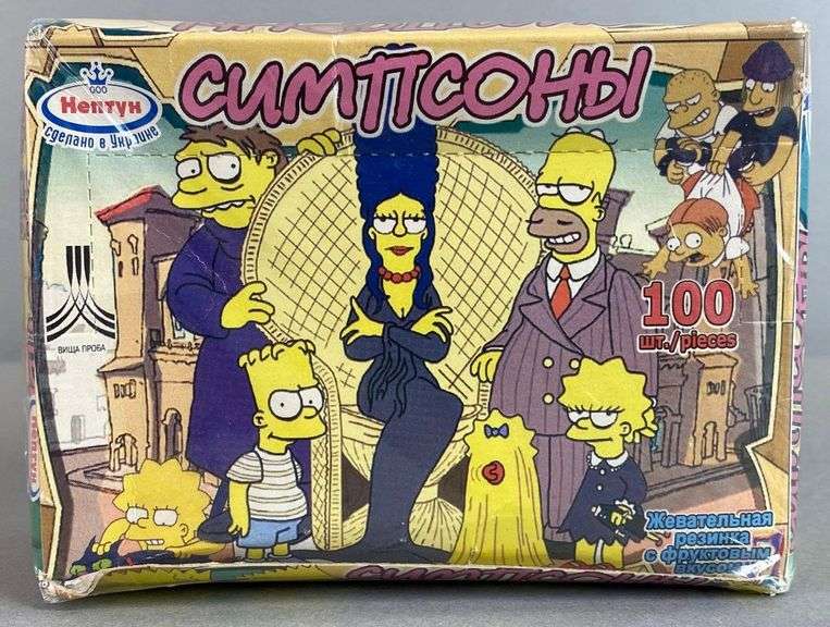 THE SIMPSONS BUBBLE GUM & STICKER FACTORY SEALED BOX FROM UKRAINE/2002 ...