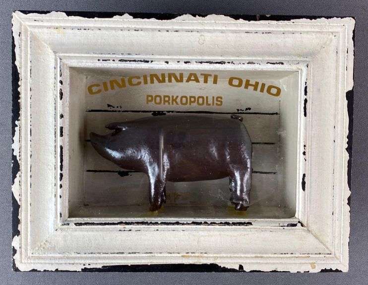 Cincinnati Ohio Porkopolis Framed Stoneware Pig Figurine - Matthew ...