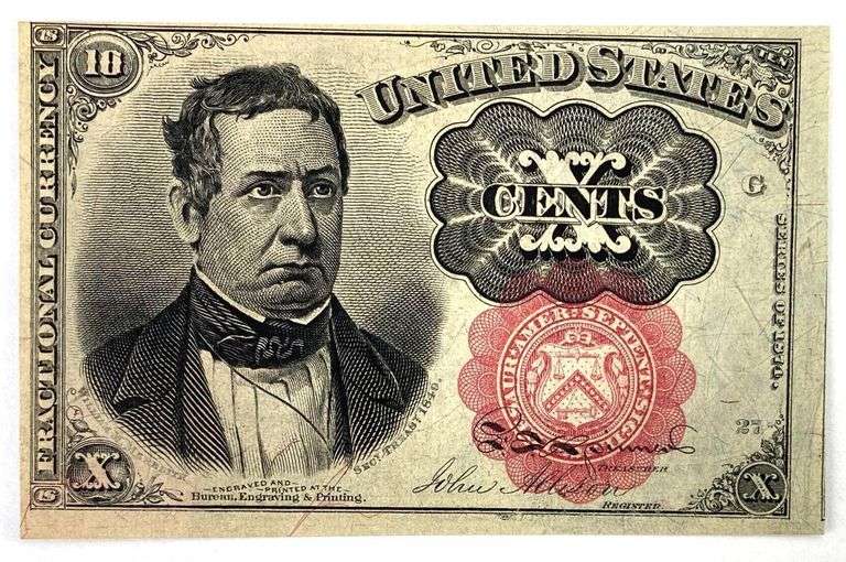 Series 1874 Red Seal 10 Cent Fractional Currency - Matthew Bullock ...