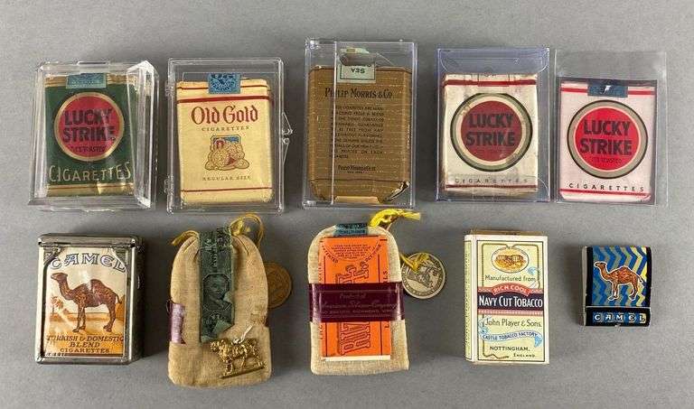 Group of 10 Vintage Cigarette Packs and More - Matthew Bullock Auctioneers