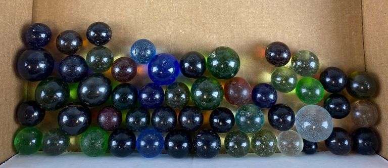 Group of 50 Assorted Shooter Marbles - Matthew Bullock Auctioneers