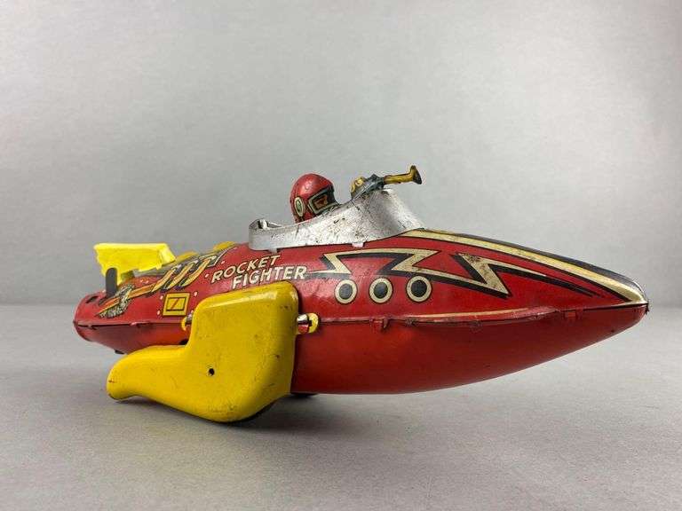 Marx Rocket Fighter Wind Up Tin Litho Airplane - Matthew Bullock ...