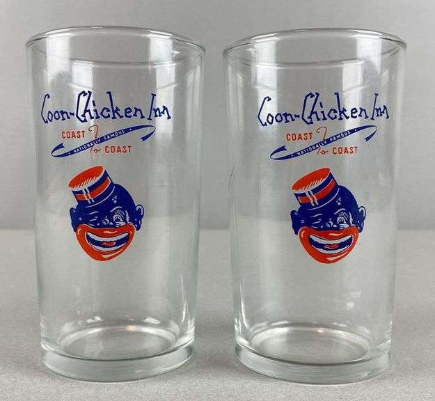 Group of 2 Black Americana Coon-Chicken Inn Glass Cups - Matthew ...