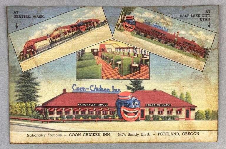 Postcard - Black Americana Coon-Chicken Inn - Matthew Bullock Auctioneers
