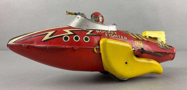 Marx Rocket Fighter Wind Up Tin Litho Airplane - Matthew Bullock ...