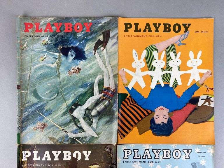 Group of 4 1955 Playboy Adult Magazines - Matthew Bullock Auctioneers