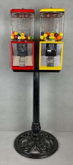 Vintage Northwestern Dual Bubble Gum Vending Machines on Cast Iron ...