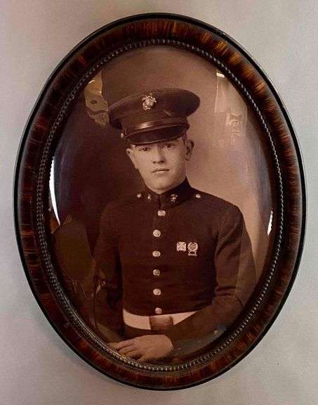 WWII US Marine Corps Soldier Portrait - Matthew Bullock Auctioneers