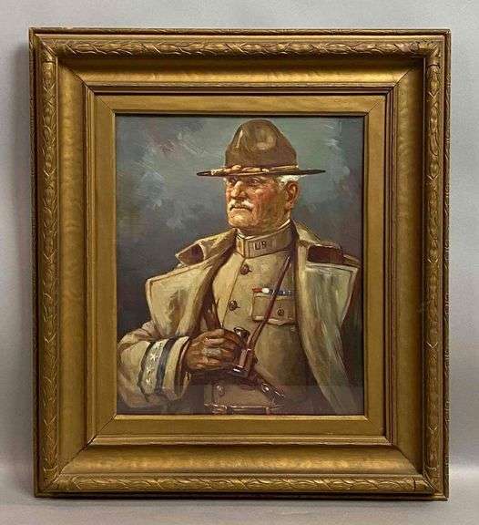 WWI General Portrait Oil Painting on Canvas - Matthew Bullock Auctioneers