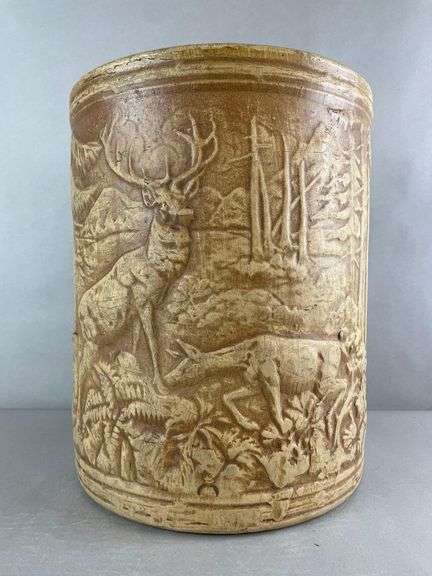 Red Wing Elk Stag and Doe in Forest 6 Gallon Brushware Sand Jar Crock ...