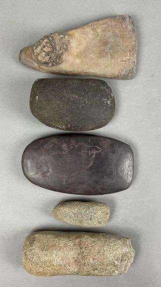 Group of 5 Native American Celts Artifacts - Matthew Bullock Auctioneers