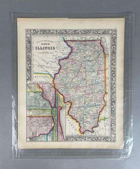 1860 County Map of the State of Illinois Lithograph - Matthew Bullock ...