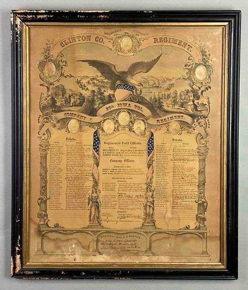 Civil War 1862 Iowa Regiment Soldiers Record Muster Roll Document with ...