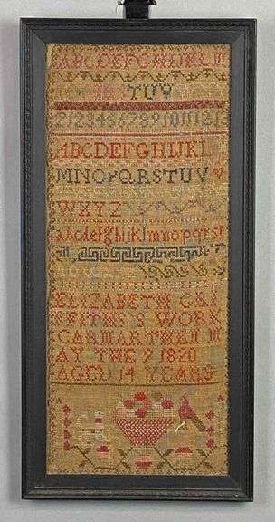 1820 Elizabeth Griffins Needlework Sampler - Matthew Bullock Auctioneers