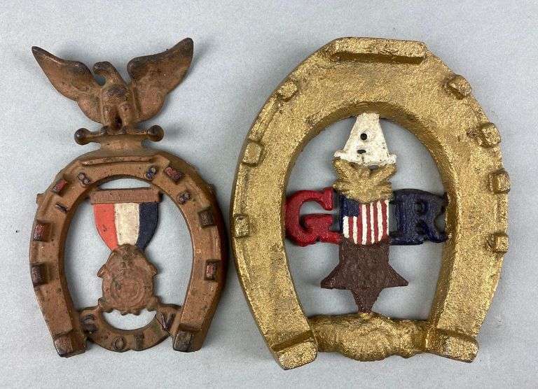 Group of 2 GAR Post Cast Iron Horse Shoe Plaques - Matthew Bullock ...
