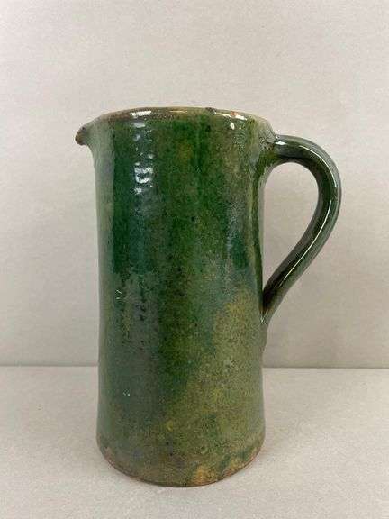 Early Green Glaze Redware Pitcher - Matthew Bullock Auctioneers