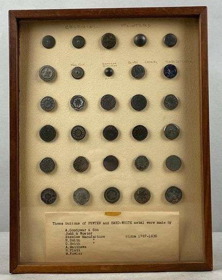 Circa 1767-1835 US Colonial Pewter Uniform Buttons Display - Matthew ...
