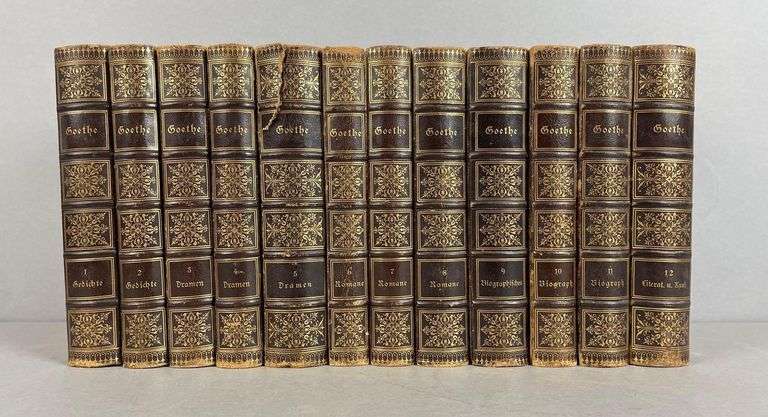 Antique 12 Volume Goethe Hardcover Book Set - Matthew Bullock Auctioneers