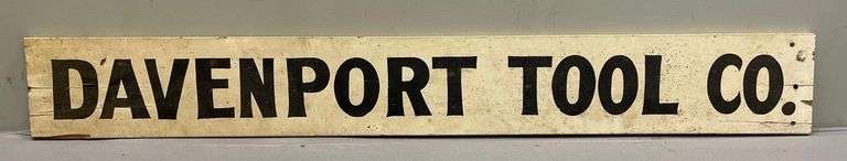 Davenport Tool Co. Wood Advertising Sign - Matthew Bullock Auctioneers