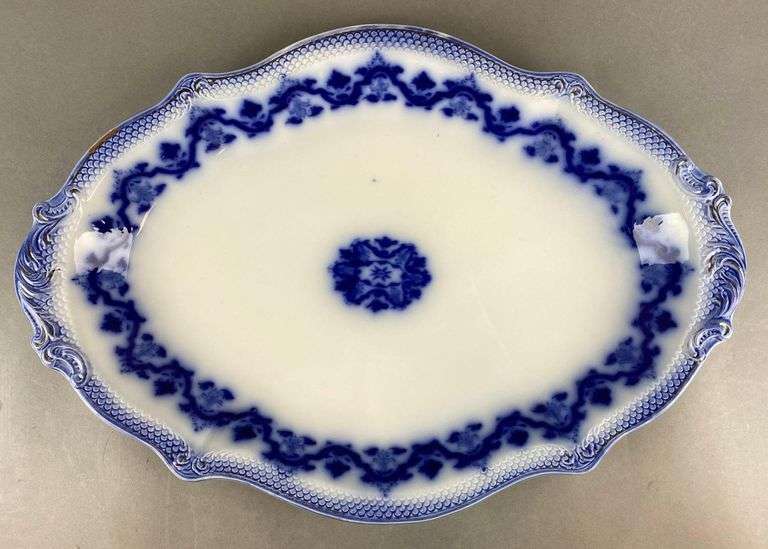 Antique Porcelain Flow Blue Transferware Platter - Matthew Bullock ...