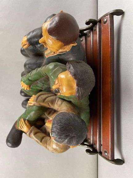 Rare The 3 Stooges on a Bench Resin Statue - Matthew Bullock Auctioneers