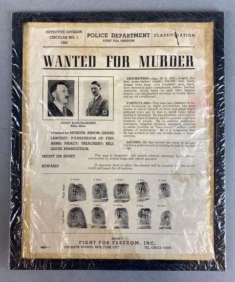 Fight for Freedom Inc. Adolf Hitler Wanted For Murder New Article ...