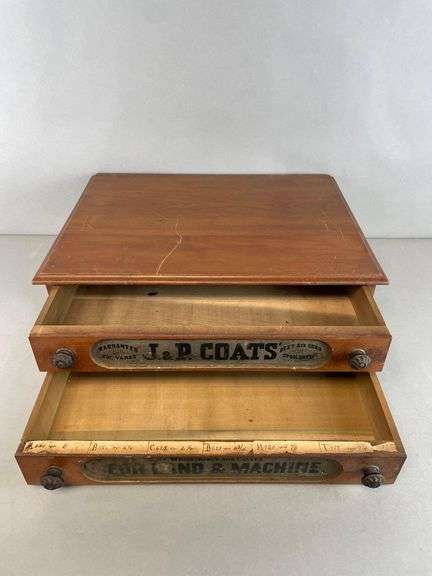 Antique J. and P. Coats 2 Drawer Spool Cabinet - Matthew Bullock ...