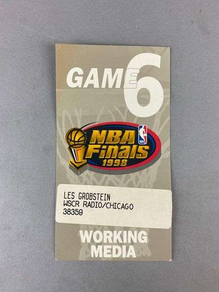 1998 NBA Finals Game 6 Les Grobstein Working Media Pass - MJs Last Game ...
