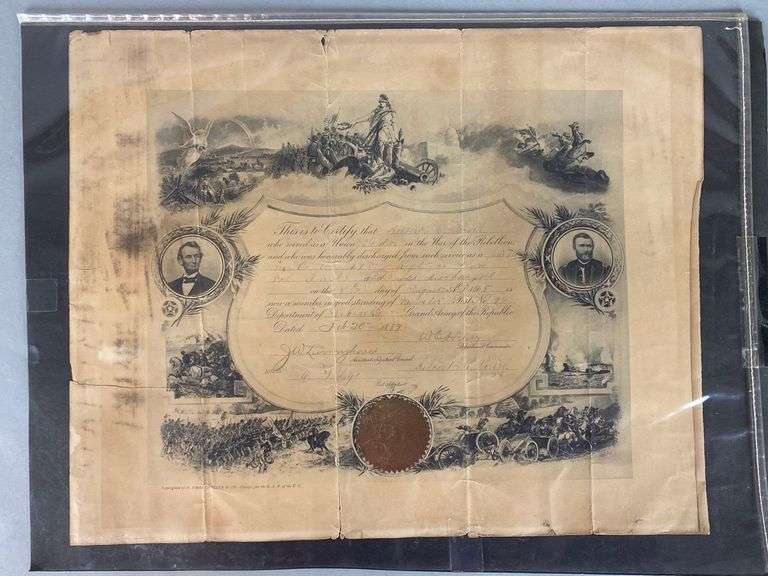 Group of 2 Civil War Union Defenders Certificates - Matthew Bullock ...