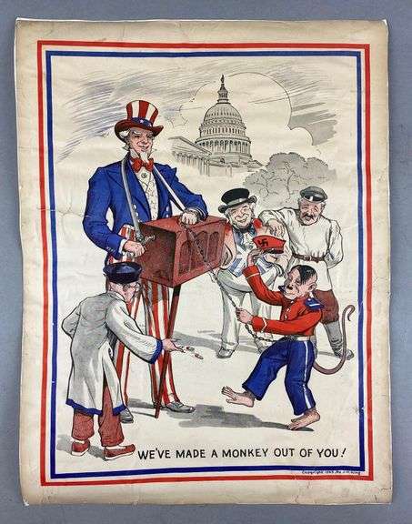 1943 WW2 Weve Made a Monkey Out of You Political Poster - Matthew ...