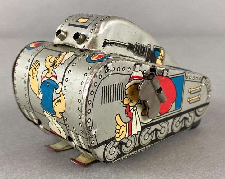 Line Mar Co. Tin Litho Wind Up Popeye The Sailor Tank - Matthew Bullock ...