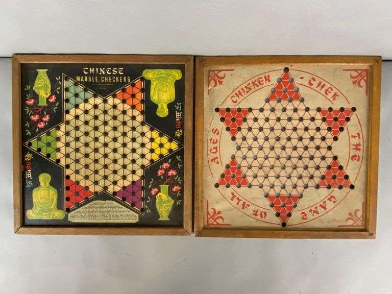 Group of 4 Wood Chinese Checkers Boards - Matthew Bullock Auctioneers