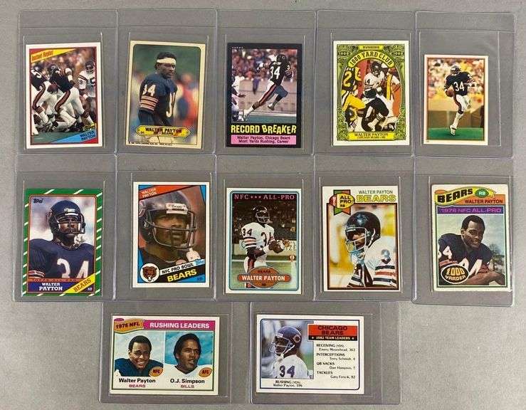 12 - 1977 - 87 Topps Walter Payton Cards - Matthew Bullock Auctioneers