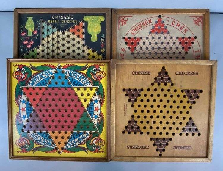 Group of 4 Wood Chinese Checkers Boards - Matthew Bullock Auctioneers