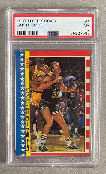 1987 Fleer Sticker Larry Bird #4 PSA 7 - Matthew Bullock Auctioneers