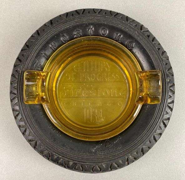 1933-1934 Chicago World's Fair Firestone Tire Glass Ashtray - Matthew ...