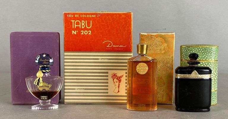 Group of 4 Perfume Bottles abs Cases - Matthew Bullock Auctioneers