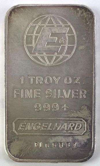 Engelhard E Logo Cast Vertical 1oz. 999 Fine Silver Ingot / Bar ...