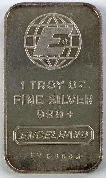 Engelhard E Logo Cast Vertical 1oz. 999 Fine Silver Ingot / Bar ...