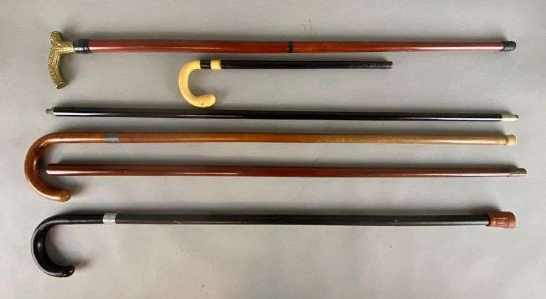 Group of 6 Assorted Canes and Walking Sticks - Matthew Bullock Auctioneers