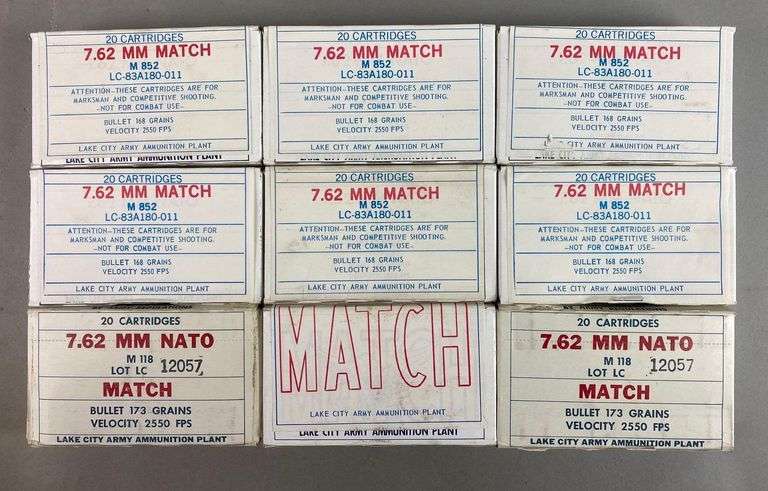 180 Rounds of 7.62mm Match M852 Ammunition - Matthew Bullock Auctioneers