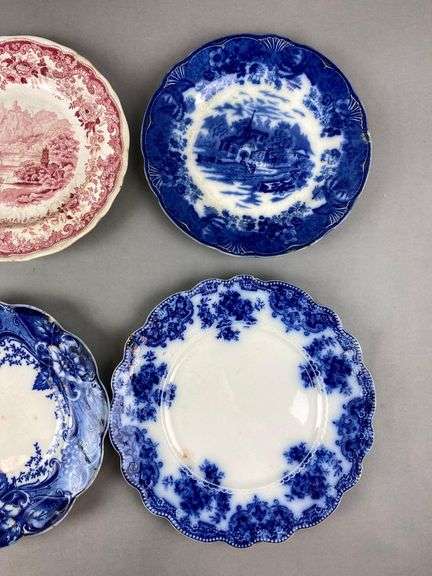 Group of 10 Assorted Flow Blue Porcelain Plates - Matthew Bullock ...