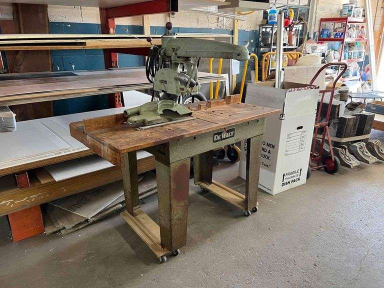DeWalt Radial Arm Saw with Table Cart - Matthew Bullock Auctioneers