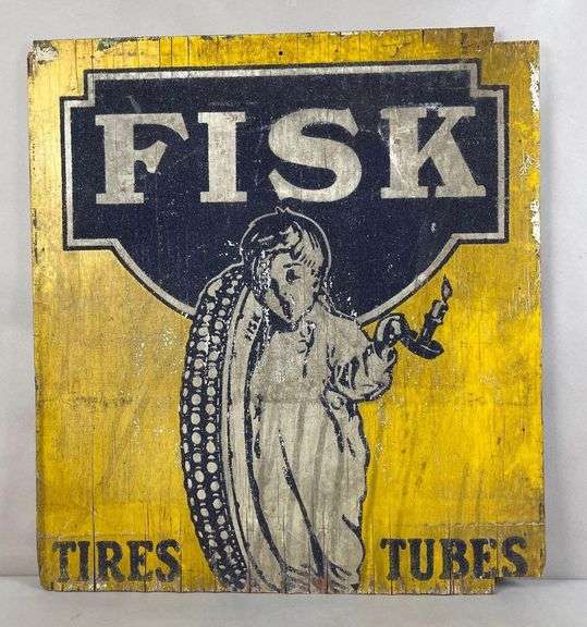 Vintage Fisk Tires and Tubes Wood Advertising Sign - Matthew Bullock ...
