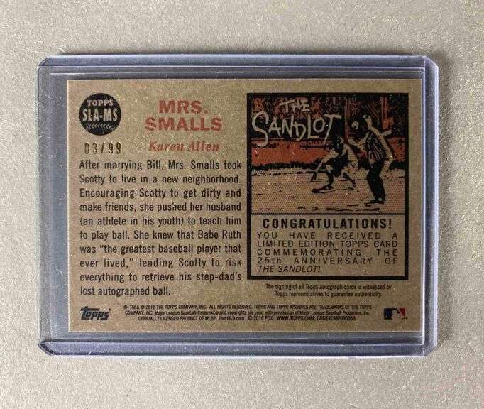 2018 Topps Archives The Sandlot Silver Karen Allen - Mrs Smalls ...