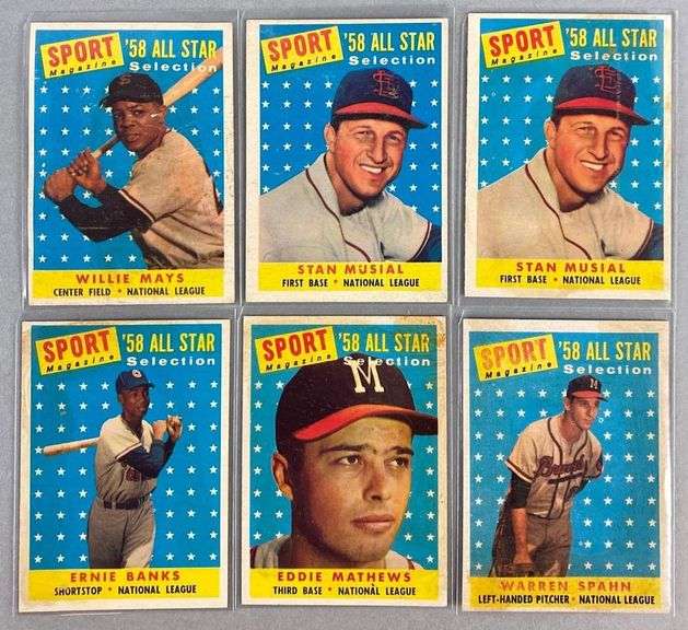 6 - 1958 Topps Baseball Hofs All Star Cards - Matthew Bullock Auctioneers
