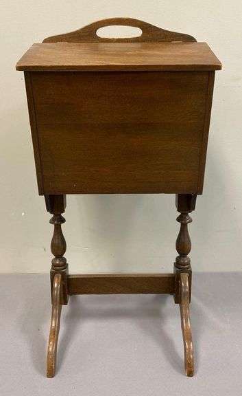 Vintage Wood Standing Sewing Box with Sewing Items - Matthew Bullock ...