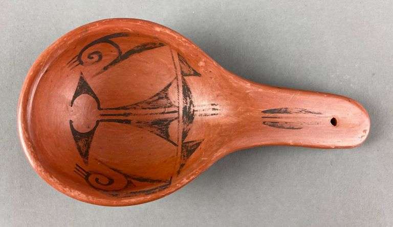 Native American Redware Pottery Spoon - Matthew Bullock Auctioneers